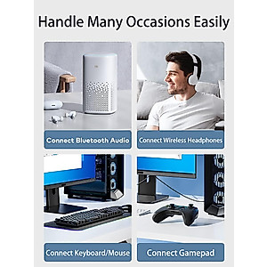 USB Bluetooth 5.3 Adapter for PC, Windows 11/10/8.1 Driver-Free Plug & Play llano USB Dongle [2023 Upgraded Intelligent 5.3 Chip] for Headphones, Mouse, Keyboard, Speaker, Printer, Laptop, Desktop