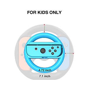 4 Pack Switch Steering Wheel Compatible with Mario Kart 8 Deluxe, GH Racing Wheel Accessories Compatible with Nintendo Switch/Switch OLED Joy Con Controller (Black x2, Red and Blue)