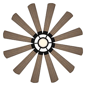 Wyndmill Smart Indoor and Outdoor 12-Blade Ceiling Fan 65in Matte Black/Barn Wood 3000K LED Light Kit and Remote Control works with Alexa and iOS or Android App