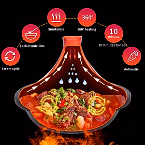 Enameled Cast Iron Moroccan Tagine with Silicone Gloves 2.7 quart with Enamel Lid Pot Slow Cooker Without Lead Cooking Healthy Food (Green)