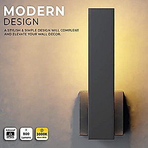 LEEKI - Modern Outdoor Light Fixture - L-Shaped Exterior Light Fixture - 14W 3000K - Anti Rust - Black
