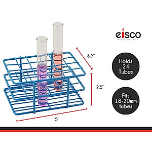 EISCO Blue Epoxy Coated Steel Wire Test Tube Rack, 24 Holes, Outer Diameter Permitted of Tubes 15-16mm or Less, 4 X 6 Format
