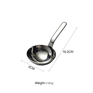 KOILAI Heavy Duty Big Spoon Mirror Polished Asian Soup Spoons (Short Handle),Premium Food Grade 18/10 Stainless Steel Spoons,Durable Metal Spoons,Serving Spoon,Tablespoon,7 Inches, 18.2cm, Silver