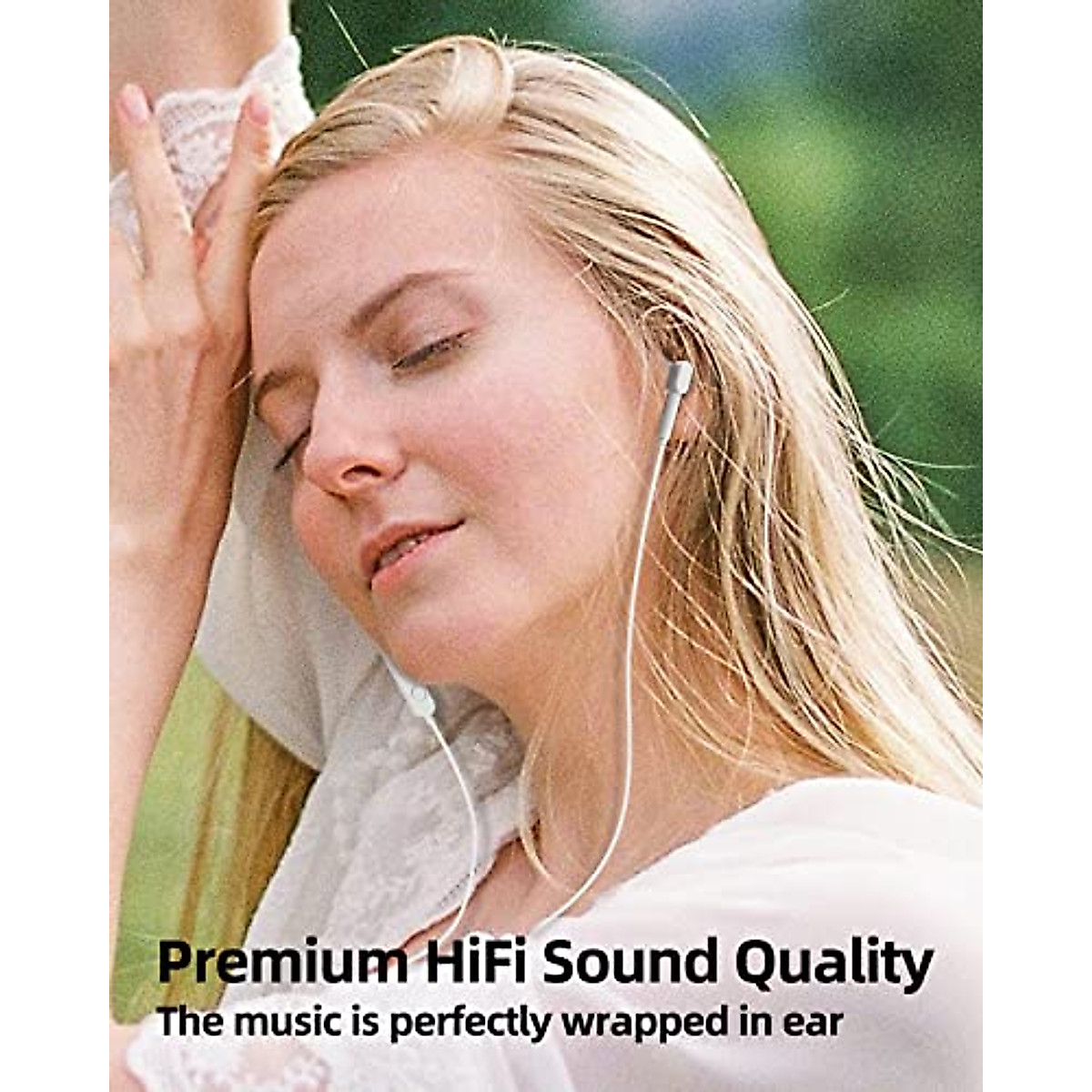 USB C Earphones, iFory HiFi Stereo Type C Earbuds Stereo in-Ear Earbud USB C Headphones with Mic and Volume Control Compatible with Google Pixel 3/2/XL, Sony XZ2, iPad Pro White