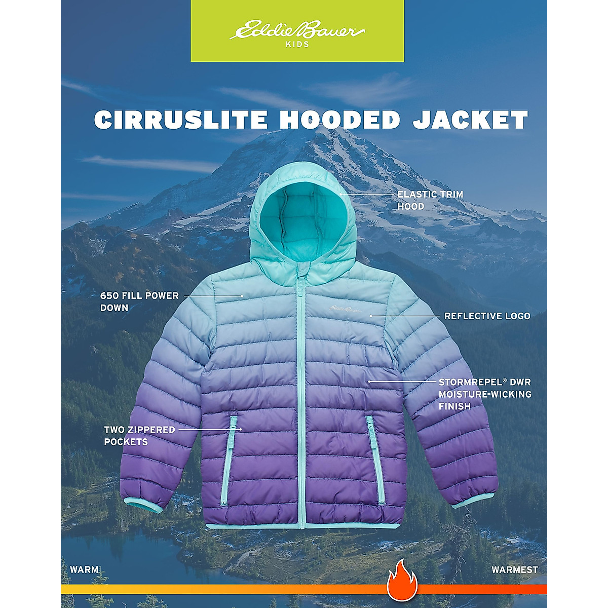 Eddie Bauer Girls' Jacket - CirrusLite Weather Resistant Down Coat for Girls - Insulated Quilted Bubble Puffer (3-20), Size 14-16, Purple