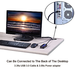 USB 3.0 Hub - Tendak USB Hub with 4 USB 3.0 Data Ports + 1 USB Smart Charging Port and Power Supply Adapter with Individual On/Off Port Switches for MacBook, Mac Pro, HDD