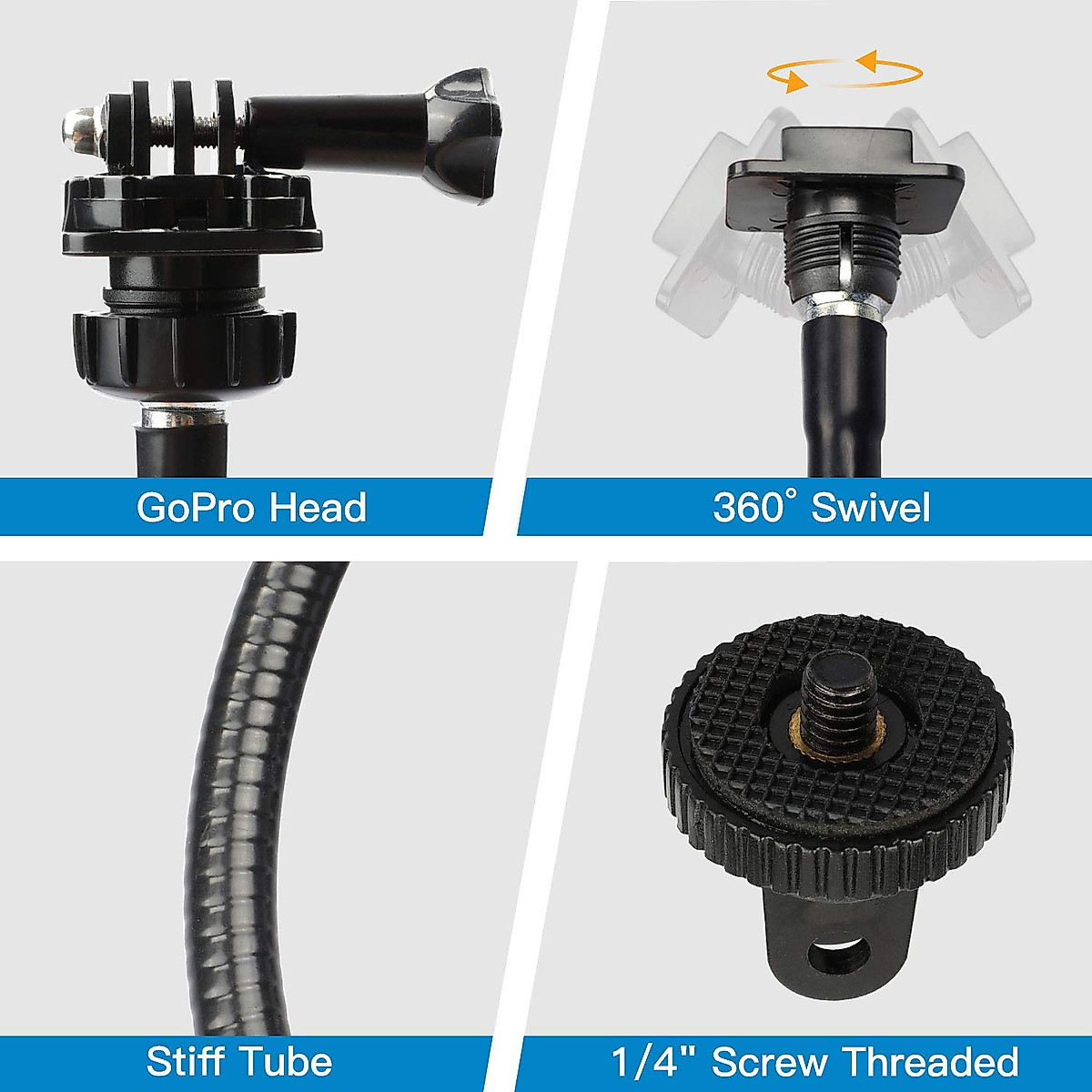 Pipishell 25 Inch Webcam Stand - Flexible Desk Mount Clamp Gooseneck ...