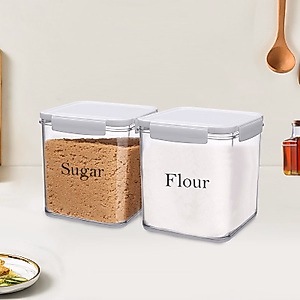 Yomjarl Set of 2 Large Food Storage Jars 4L - Airtight Containers with Lids, White with Free Spoon-Kitchen Canisters for Sugar,Flour,Coffee,Pantry Organization(2 PACK OF 4L)