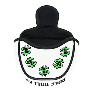 SEACLOUD Golf Cash Money Mallet Putter Cover for Scotty Cameron PU Headcover with Magnetic Closure 2ball White Green