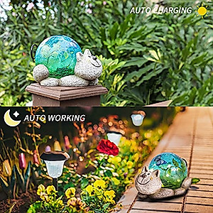 DREAM GARDEN Garden Statues - Solar Lights Garden Decorations Solar Sculptures Lawn Cat Ornaments for Outdoor Yard Patio Decor