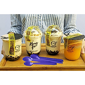 Gmark 50pc 7.5" Extra Long Plastic Purple Spoons, Ice Cream Spoons Dessert Spoons GM1119