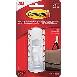 Command Store,Plastic Utility Hook, Large, 5-Pound Capacity, 4-Hooks, White (3M - 17003ES - 4/Pack)
