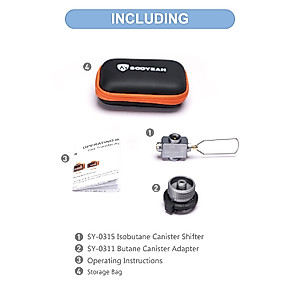 SOOYEAH Gas Refill Adapter,Isobutane fuel refill,Isobutane Canister Shifter,Lindal Valve Canister Shifter,Gas Saver Plus,Air Vent Function,Backpacking Camping Stove Adapter
