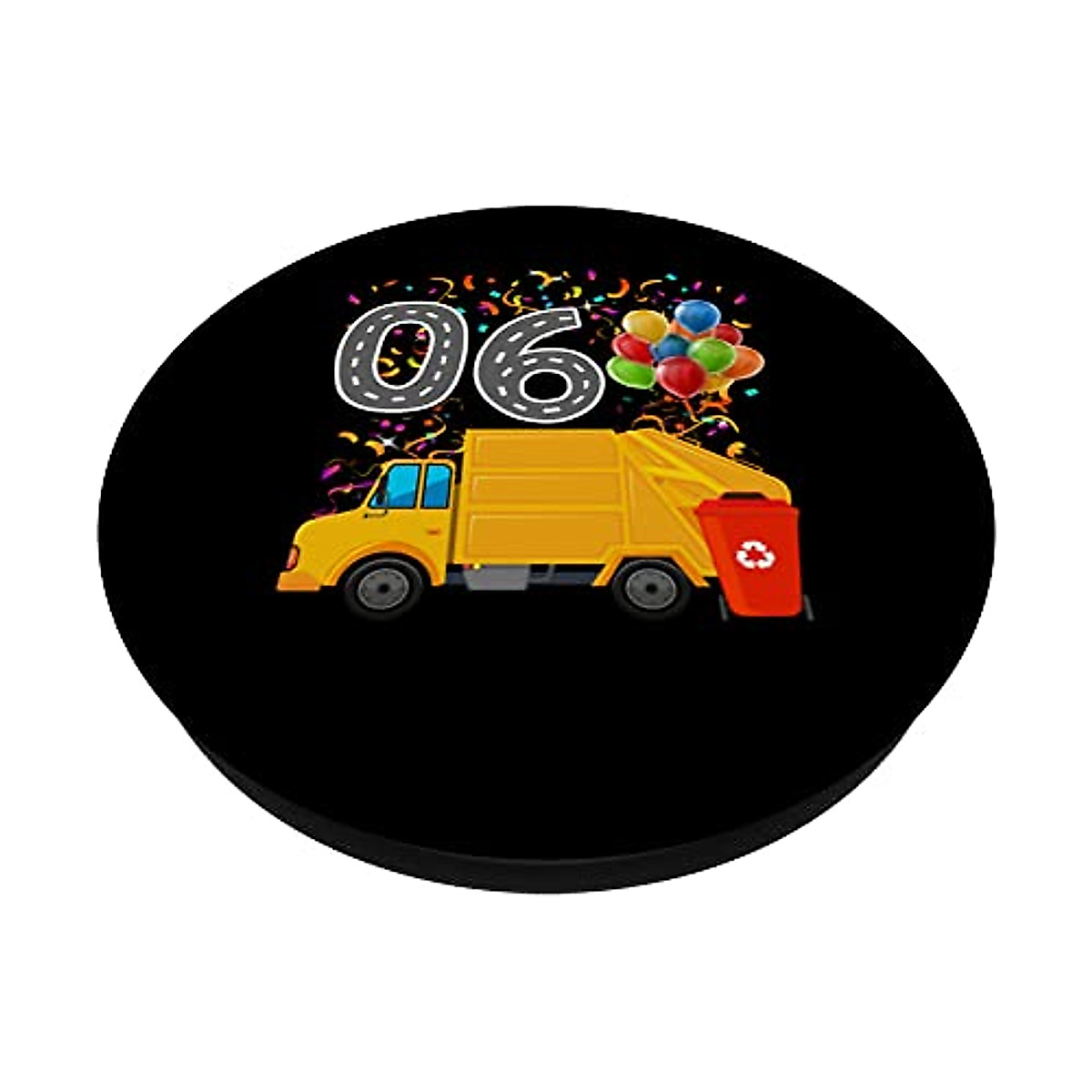 Happy O6 Birthday Rear Loader Garbage Truck PopSockets Swappable PopGrip