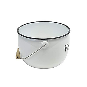 Treasure Gurus 3pc Set Rustic White Enamel Potato Onion Produce Storage Basket Metal Vegetable Bin Farmhouse Decor