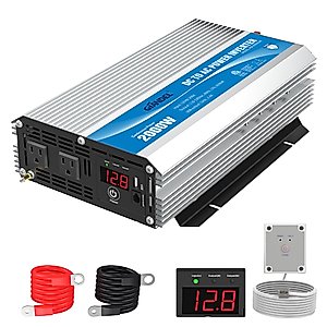 GIANDEL Power Inverter 2000 Watt ETL Listed UL458 Modified Wave Converts 12 Volt to110V 120Vac with Remote Control LED Display Dual Outlets & USB for RV Truck Trailer Marine Solar Setup Emergency