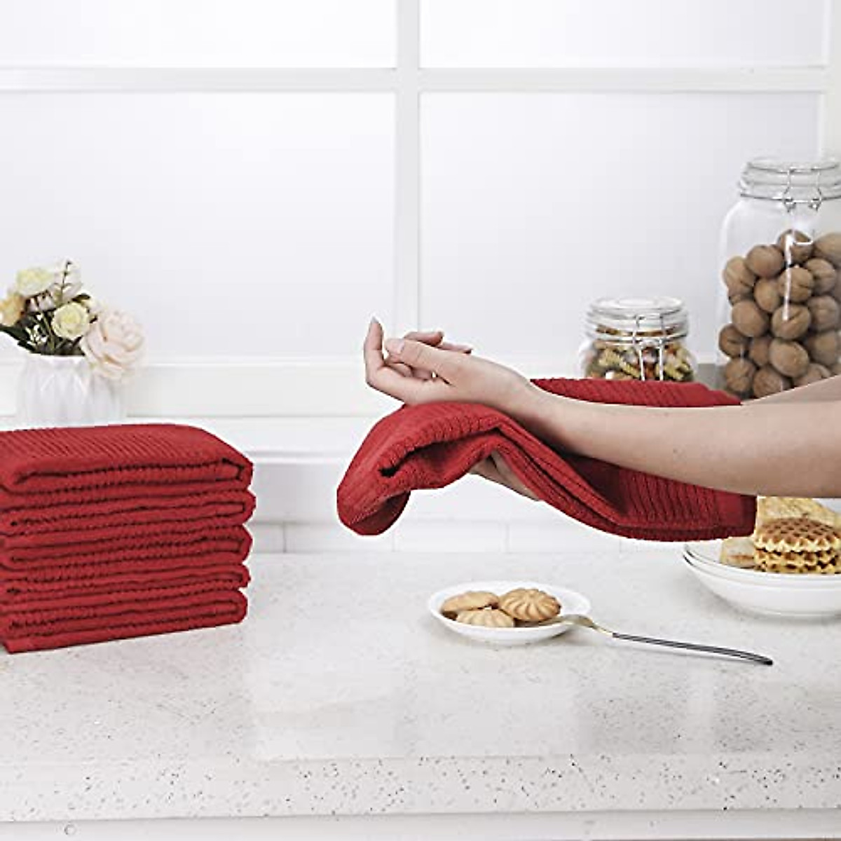 Anyi Dish Towels for Kitchen, Absorbent Cotton Kitchen Towels for Drying Dishes, Terry Tea Towels for Cleaning Set of 3, 16x26 Inches