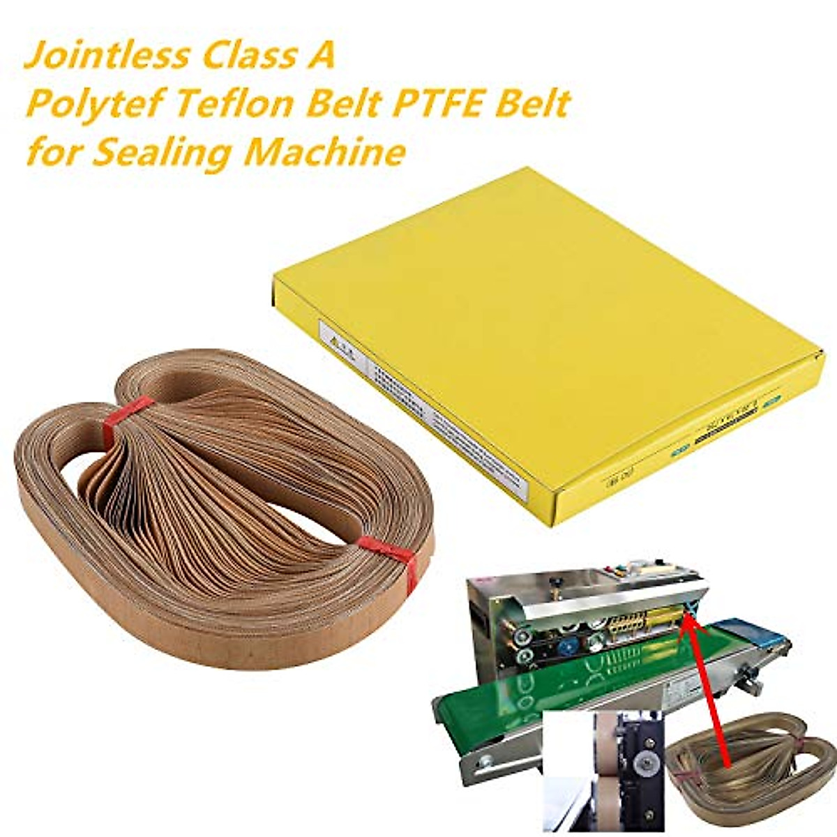 Jointless Class A Polytef Teflon Belt PTFE Belt for Sealing Machine Automatic Continous Band Sealer Teflon Seamless Sealing Tape 50Pcs/Pack (750mm/29.5", 15mm/0.59", 0.2mm/0.008")