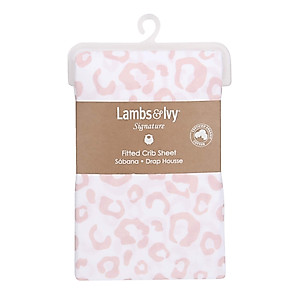 Lambs & Ivy Signature Pink/White Leopard Organic Cotton Fitted Crib Sheet