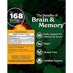Herb Pharm Brain and Memory Liquid Herbal Formula with Ginkgo for Memory and Concentration, 4 Fl Oz