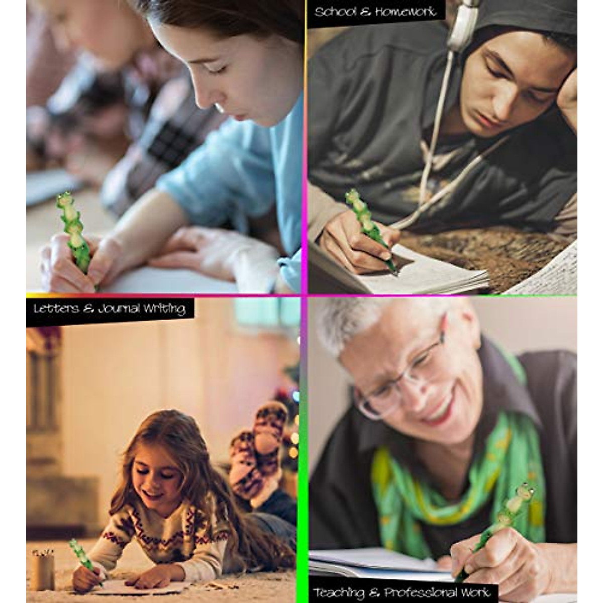 Planet Pens Three Wise Frogs Novelty Pen - Cute Fun & Unique Kids & Adults Ballpoint Pen, Colorful Animal Writing Pen Instrument School & Office Desk Decor