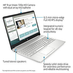 HP 15.6In FHD Slim and Light Laptop, AMD Athlon Silver 3050U, USB-C, HDMI, Wi-Fi, Bluetooth, Webcam, M-ytrix Wireless Mouse, 1 Year Microsoft 365, Win 10, 15-ef, 8GB RAM256GB SSD