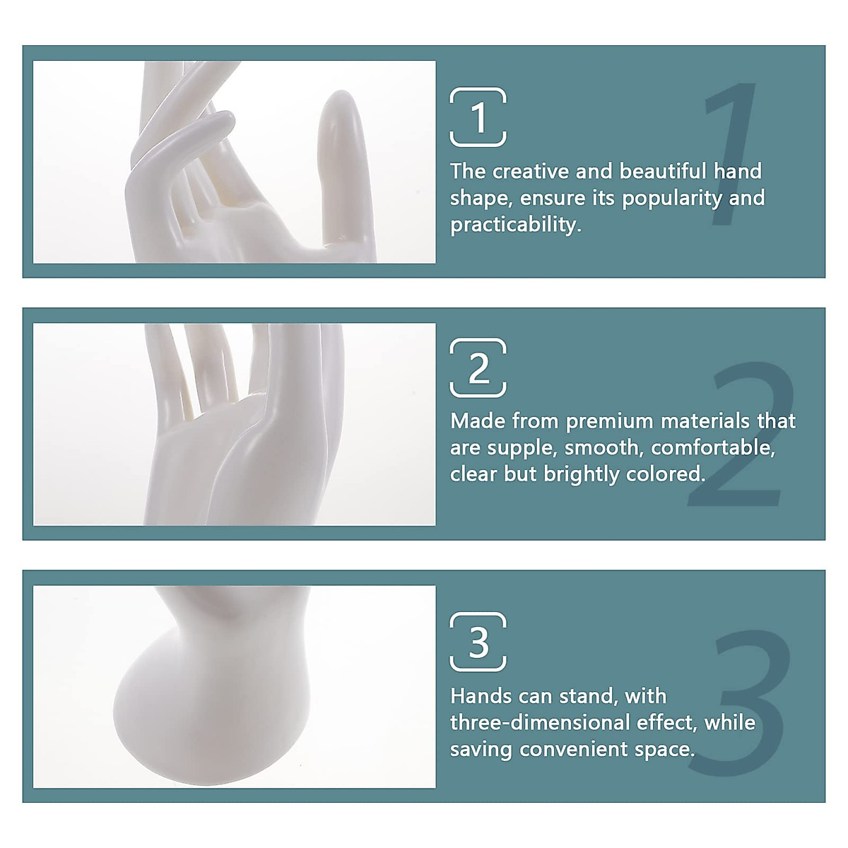 Cabilock 2pcs Hand Mold Ornaments Hand Jewelry Display Holder Mannequin Hand Display Necklace Holder Desktop Stand Bracelet Display Stand Female Mannequin Vinyl Human Body Wristband White