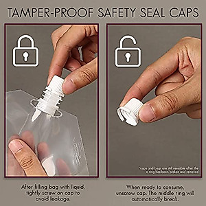 LotFancy 16oz Plastic Flask for Liquor, 20pcs Concealable and Reusable Drink Pouches for Adults, Rum Runners for Cruise, with 2 Silicone Collapsible Funnels, Plastic Liquor Bags for Travel, BPA Free