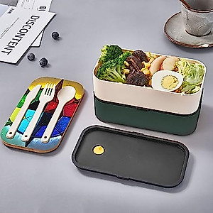 Shine In All Directions Adult Lunch Box, Bento Box, With Cutlery Set Of 3, 2 Compartments, Rectangular, Lunch Box For Adults