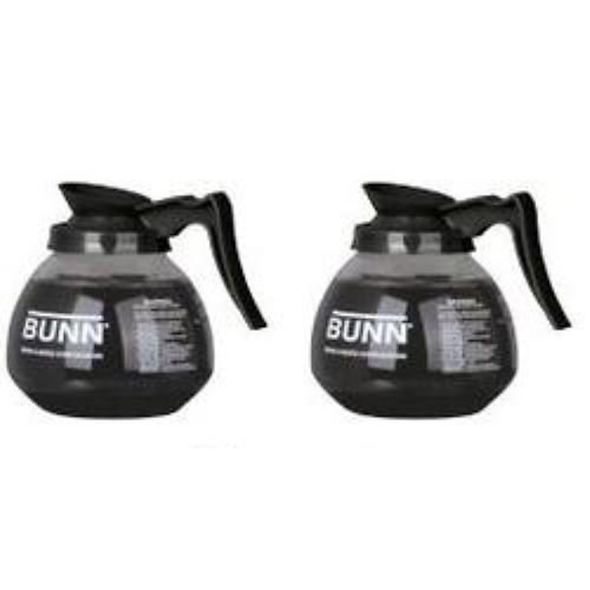 BUNN Glass Coffee Pot Decanter/Carafe, Regular, 12 cup Capacity, Black, Set of 2