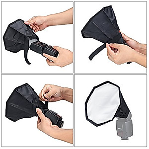 waka Flash Diffuser Light Softbox, [2 Pack] Speedlight Softbox Collapsible with Storage Pouch - 8" Octagon Softbox + 8"x6" for Canon, Yongnuo and Nikon Speedlight