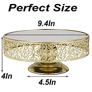 TRSPCWR Cake Stand, Gold Mirror Round Dessert Stand, 10inch Wedding Dessert Display Cake Stands, Metal Cake Plate Decor for Wedding Birthday Party