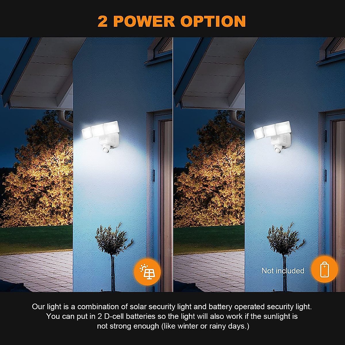 Solar Motion Lights Outdoor Dimmable 2000LM Led Flood Security Light with Motion Sensor and Adjustable Solar Panel, 5000K, IP65 Waterproof Security Light for Garden,Backyard, Pathway, Garage