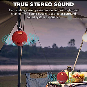 UrbanX Audience Series IPX7 Bluetooth Waterproof Speaker with Clip, 20H Playtime, Compact Speaker with Big Sound, Punchy Bass, Wireless for Mi 11 Pro & Beach, Pool, Boat, Biking Red 2 Pack