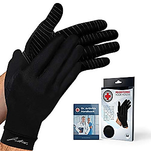 Doctor Developed Copper Arthritis gloves/Compression gloves for Women & Men and Doctor Written Handbook - Useful for Arthritis, Raynauds, RSI, Carpal tunnel (Small)