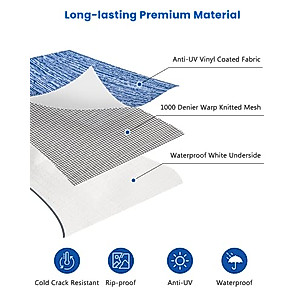 Xenjum RV Awning Fabric Replacement, 16.2oz Heavy-Duty Weatherproof Vinyl Camper Awning Replacement Universal Outdoor Canopy for RV, Trailer, and Motorhome Awnings-Sapphire Blue Fade-11'(Fabric 10'2")