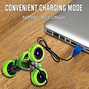 RC Stunt Cars for Kids, Mini Remote Control Car Double Side 360° Flips Rotating Toy, 4WD 2.4Ghz, with LED Lights Adults Boys Girls Kids Gift 2Pcs Rechargeable Batteries