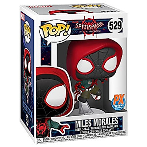 Spider-Man POP Marvel Into The Spiderverse - Casual Miles Morales (PX Previews Exclusive) Funko Vinyl Figure (Bundled with Compatible Pop Box Protector Case), Multicolor, 3.75 inches