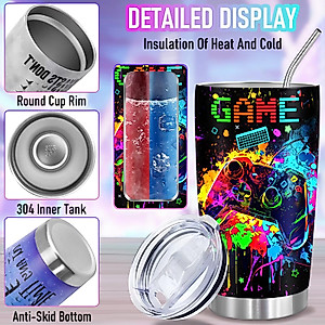 Gamer Gifts, Gifts for Gamers, Cool Gamer Present for Men Teenage Teen Boys Boyfriend, Gaming Mugs Stuff, Video Games Party Favors, The Game Men Boy Birthday Room Decor Stainless Steel Tumbler 20oz