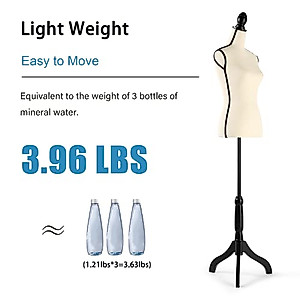 HOMBOUR Female Mannequin Body, Sewing Mannequin Torso Dress Form, Adjustable Mannequin with Stand for Sewing Dressmaker Jewelry Display, Beige