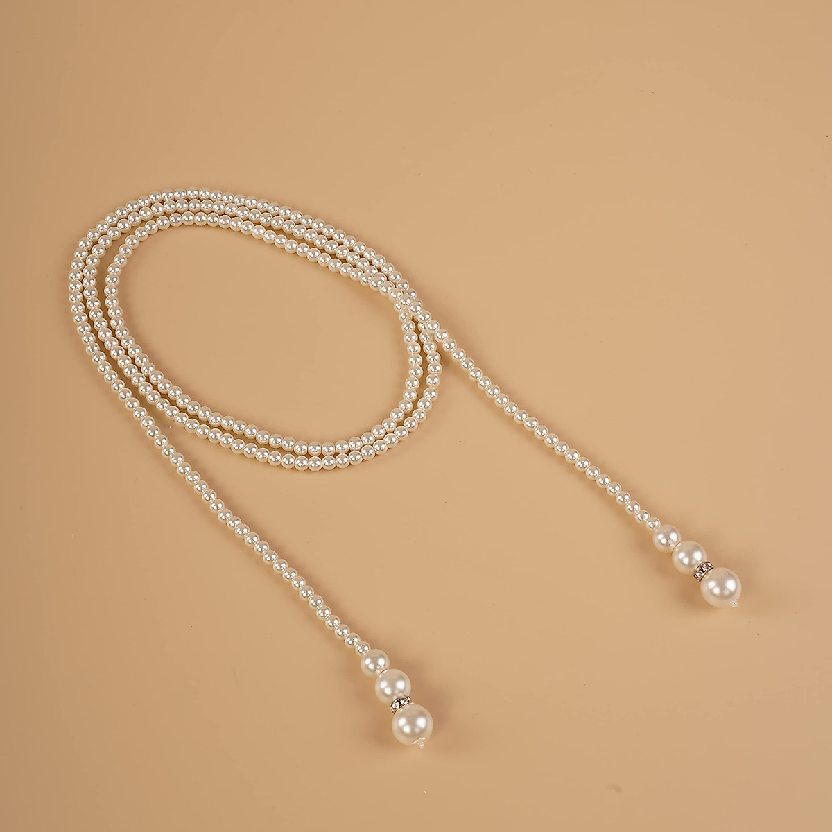 YERTTER Vintage 1920s Pearl Choker Necklace Long Sweater Choker Round Faux Pearl Strand Pearl Choker Statement Collar Neck Gift for Her (D)