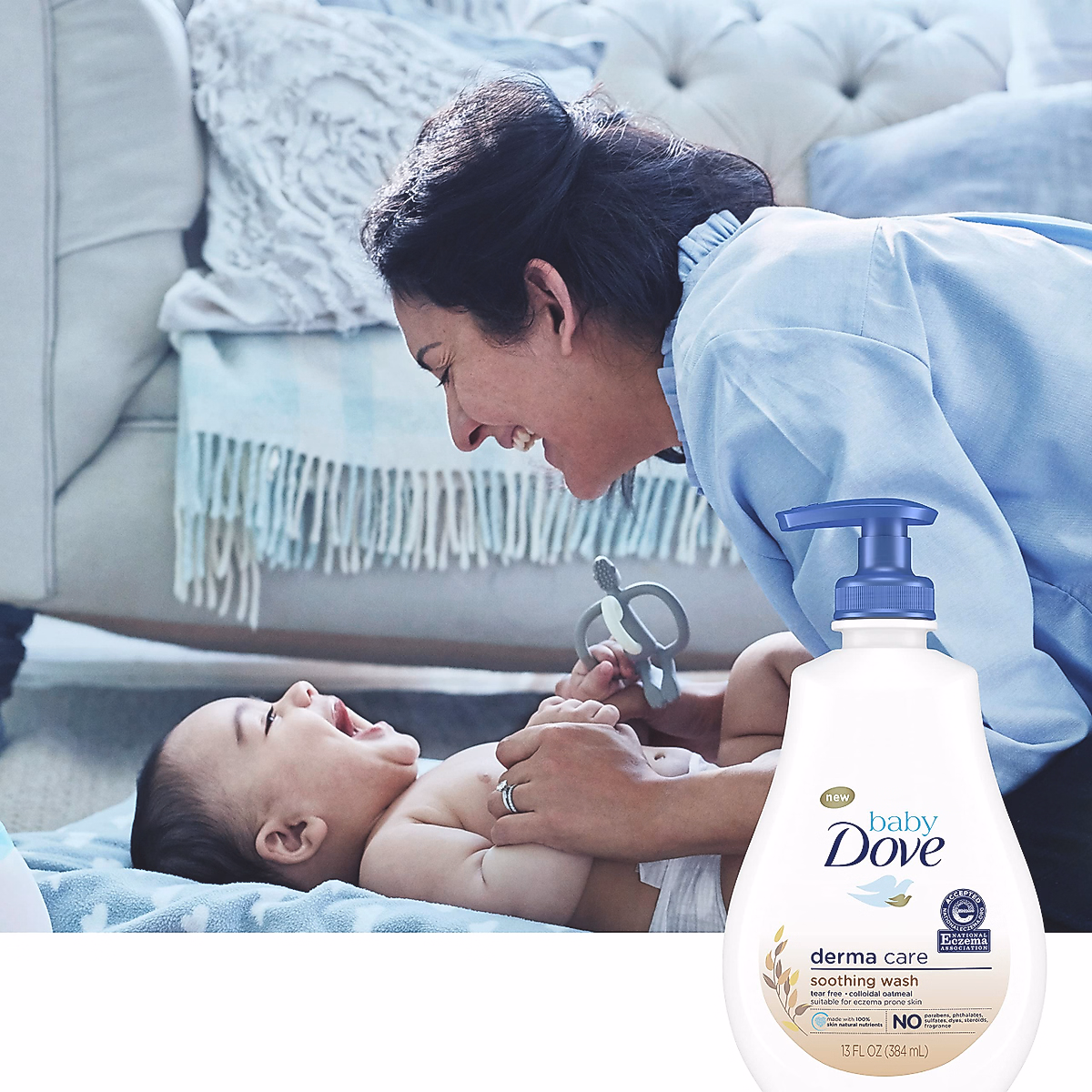 Dove Soothing Baby Body Wash To Soothe Delicate Baby Skin Derma Care No Artificial Perfume or Color, Paraben Free, Phthalate Free, 13 Ounce (Pack of 2)