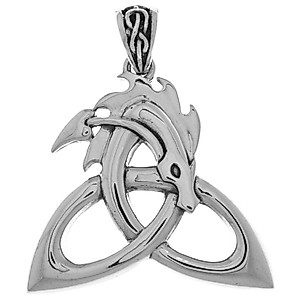 Jewelry Trends Celtic Dragon Trinity Knot Sterling Silver Pendant