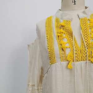 Birthday Dresses for Women Sexy Plus Size Ladies Lace Tassel Hollow Stitching Sunscreen Blouse Casual Dress Gold