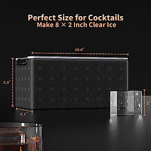 Clear Ice Cube Tray for Whiskey: FDDBI 2Inch Clear Ice Cube Maker - Silicone Large Ice Cube Tray - Square Ice Tray for Bourbon Old Fashioned Whisky