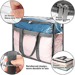 Fixwal 8 Pack Clear Clothes Storage Bags Vinyl Organizers with Sturdy Zippers Reinforced Handle Plastic Moving Totes for BlanketsLinen Bedding Duvet Transparent Space Saver Containers