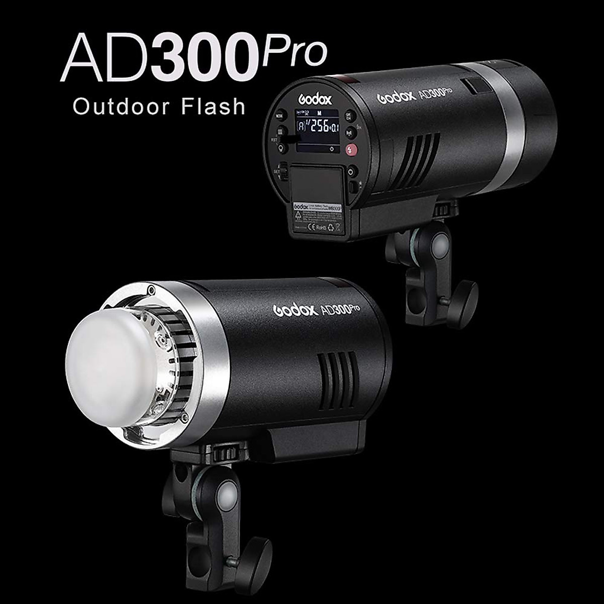 Godox AD300 Pro Outdoor Flash Strobe, 300Ws 2.4G TTL Flash Monolight, 1/8000 HSS, 2600mAh Lithium Battery, 12W Bi-Color LED Modeling Light for Wedding Portrait Studio Photography
