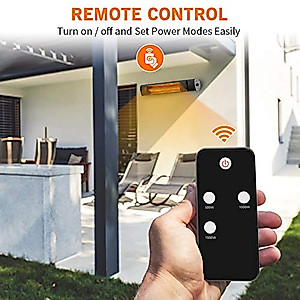 Electric Outdoor Patio Heater, Wall-Mounted Infrared Heater with Remote Control, 1500W Fast Heat Gold Tube Super Quiet Ceiling Heater for Garage