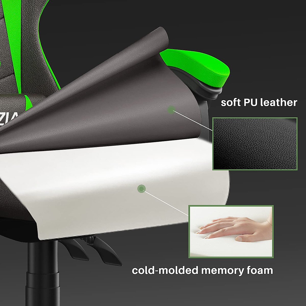 Bigzzia Gaming Chair, Ergonomic Video Game Chairs with Pillow and Lumbar Support, Racing Style Height Adjustable Computer Chair with 360°-Swivel Seat for Adults