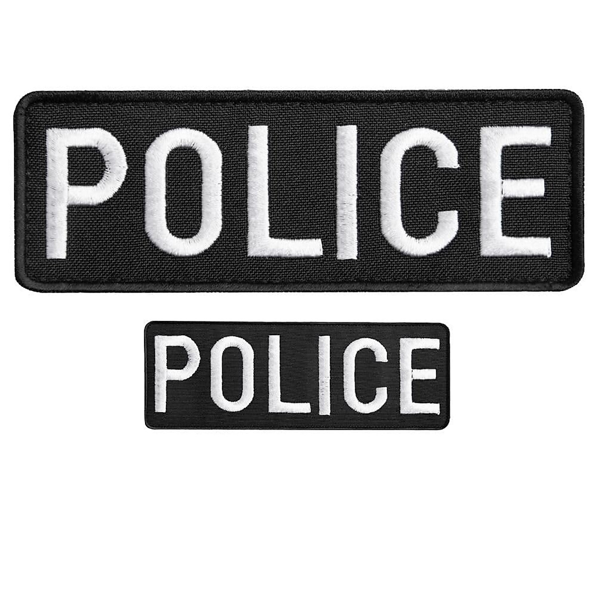 Police Federal Officer Embroidered Patch Set 4x10 and 2x5 Black Gray Hook Back